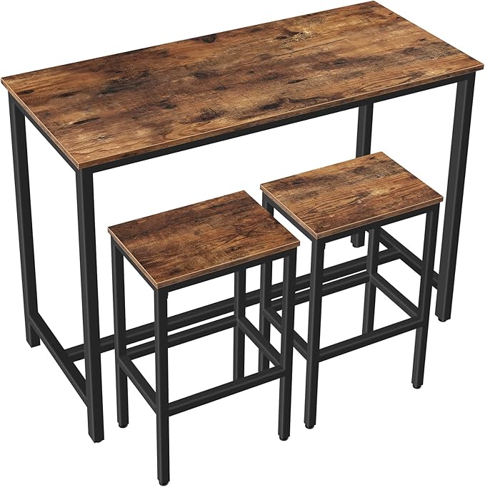 HOOBRO EBF52BT01 Bar Table and Chairs Set, High Bar Table, 120 x 50 x ...