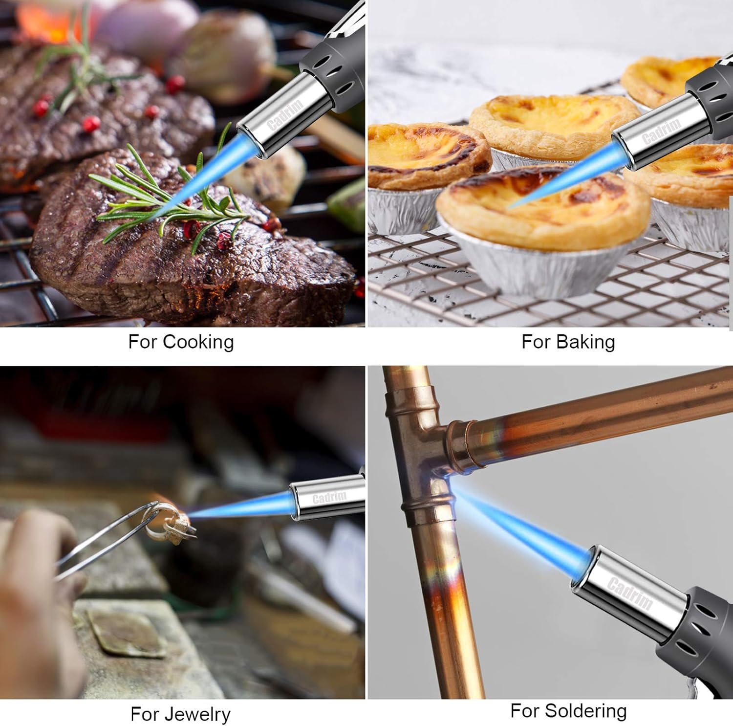 Cadrim Kitchen Blow Torch 1300°C Butane Culinary Torch Lighter ...