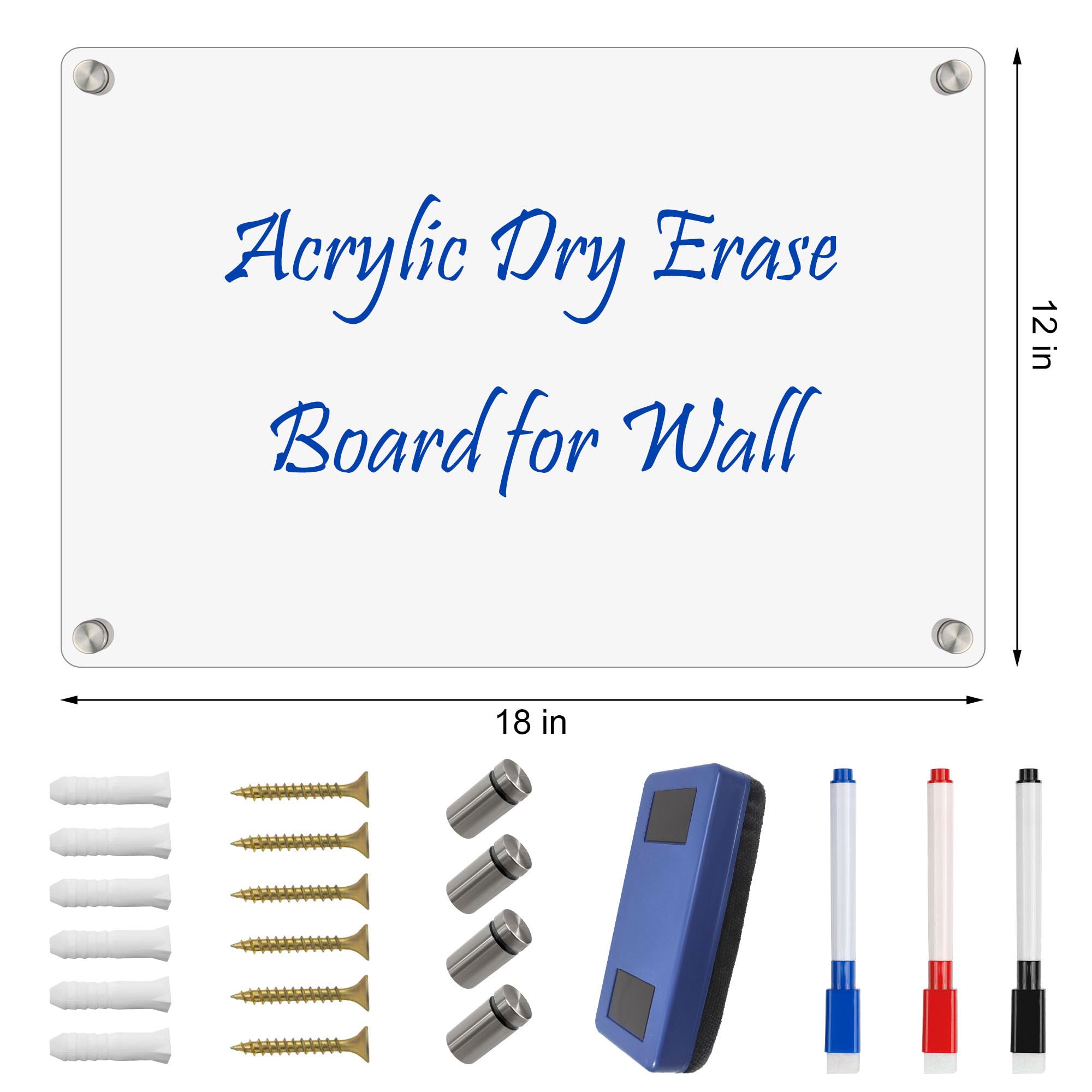 CREHNIL Large Hanging Blank Clear Acrylic Dry Erase Board for Wall ...