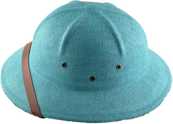 Amazon.com: MM Summer 100% Straw Pith Helmet Postman Hat Teal ...