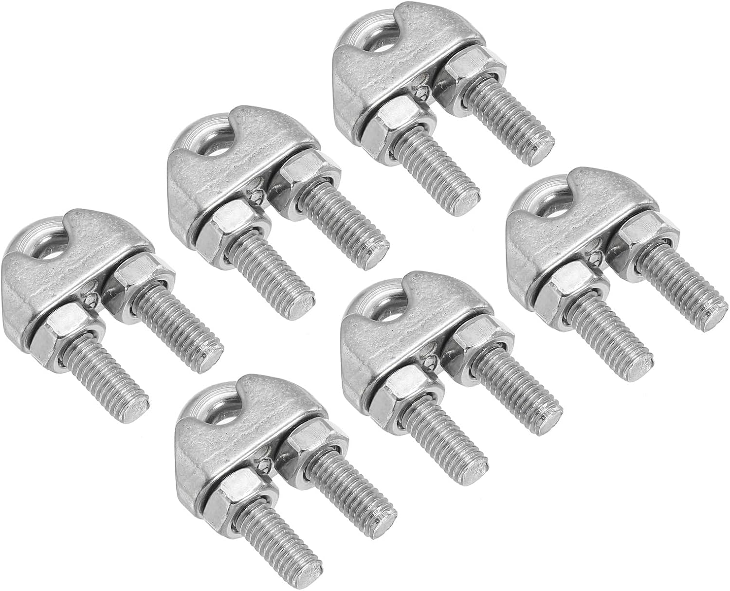 PATIKIL 1/4" / 6mm Wire Rope Cable Clip Clamp, 6Pcs M6 304 Stainless ...