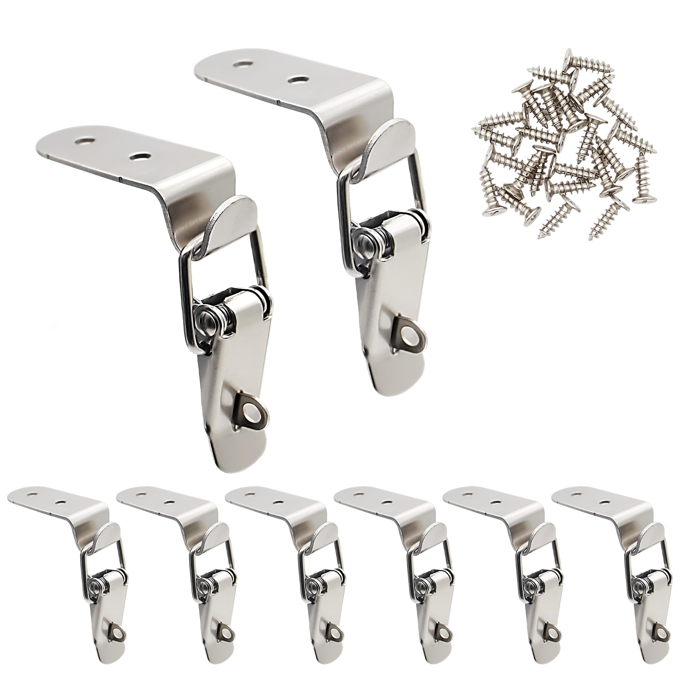 Lesnala 8 pcs Stainless Steel 90-Degree Spring Toggle Lock with Clasp ...