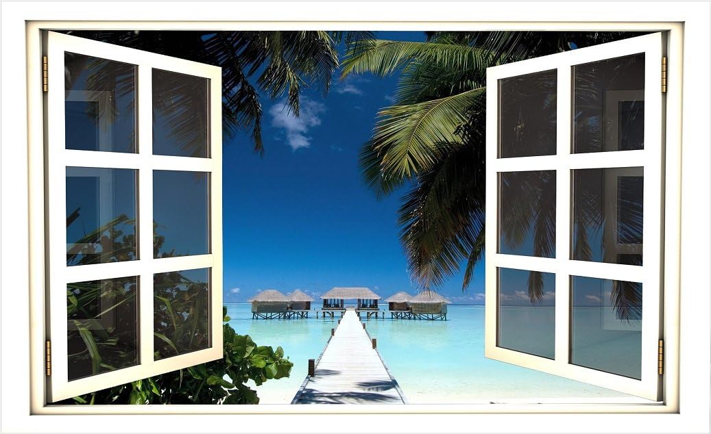 Amazon.com: 24" Window Scape Instant View Tropical Ocean Paradise #1 ...