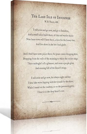 Amazon.com: W.b. Yeats Lake Isle of Innisfree Poem Wall Art Vintage ...