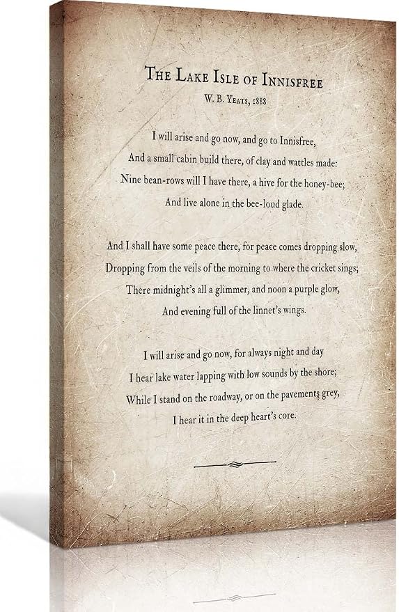 Amazon.com: W.b. Yeats Lake Isle of Innisfree Poem Wall Art Vintage ...