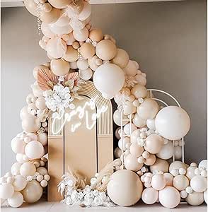 Amazon.com: Double Stuffed Neutral Beige And White Sand Balloons ...