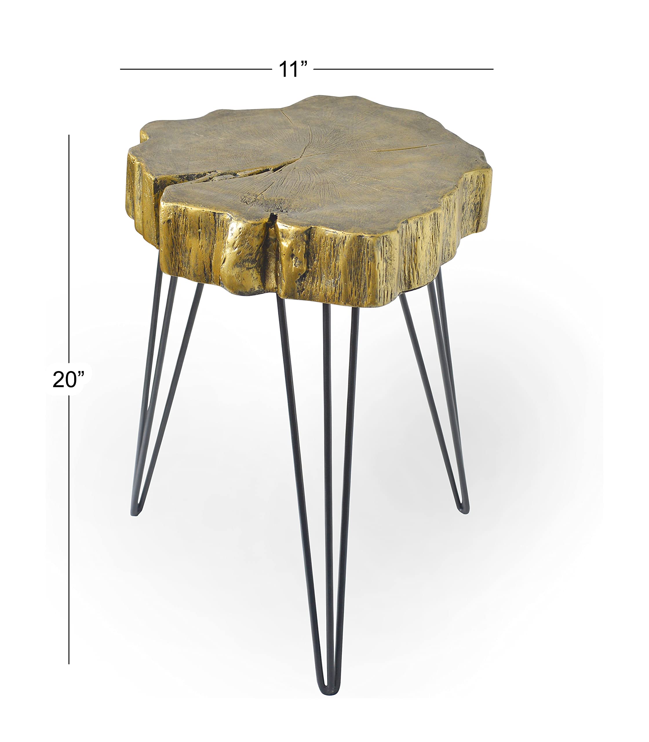 Deco 79 Polystone Tree Trunk Accent Table with Black Hairpin Legs, 19 ...