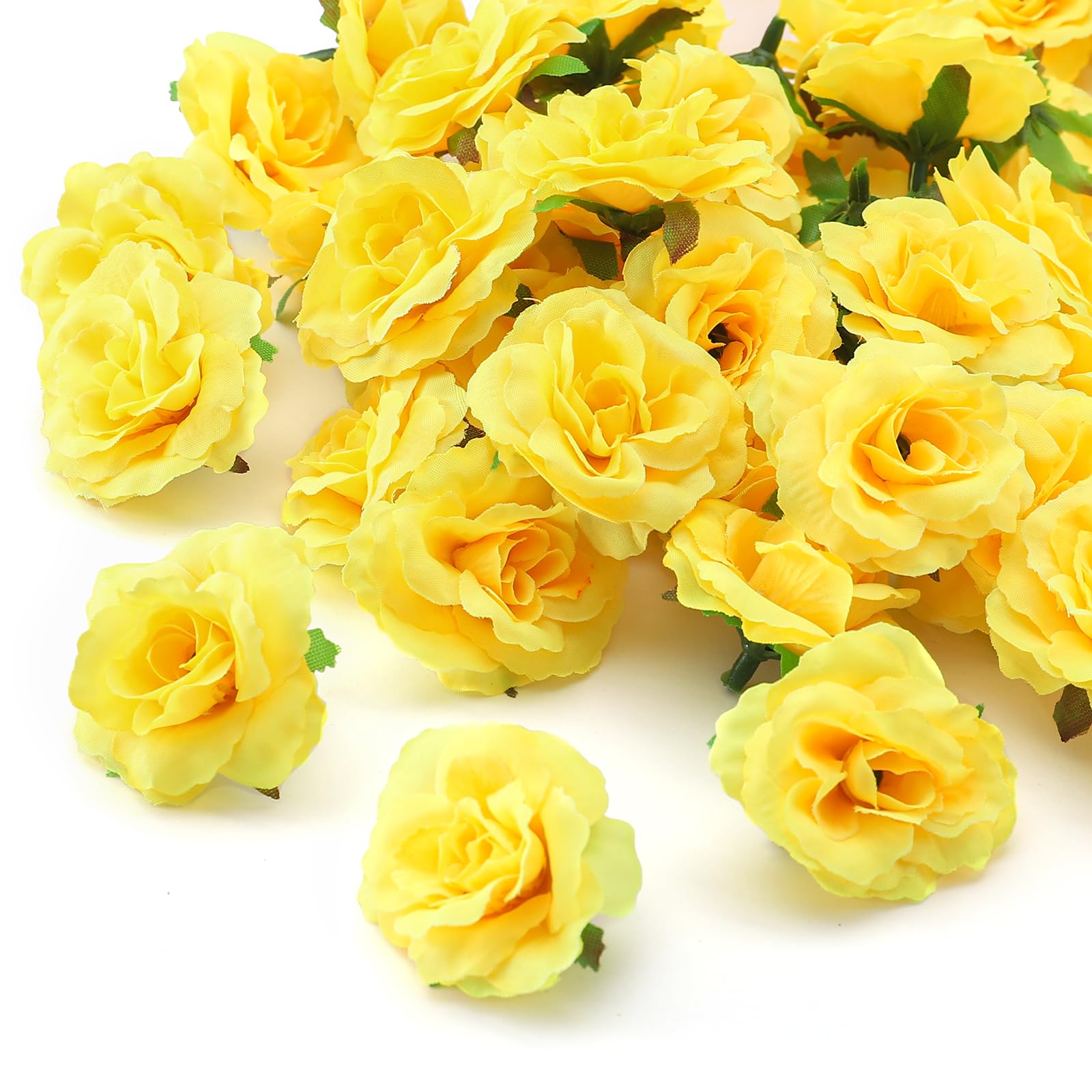 Amazon.com: GrainBuds 100 Pcs Mini Yellow Roses Artificial Flowers Bulk ...