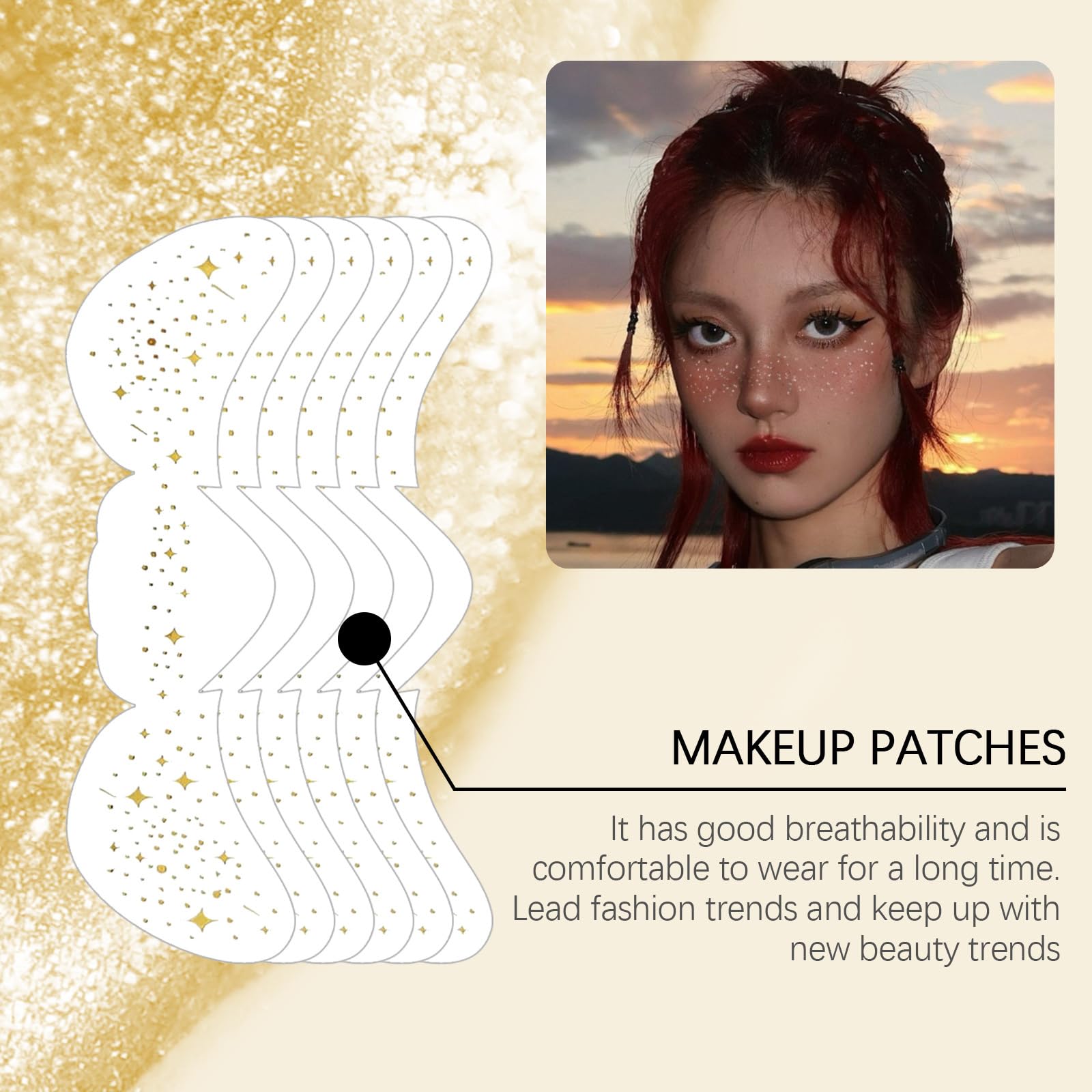 HERBENJOY Glitter Freckles Face Tattoo 6pcs Gold Face Glitter Freckles ...