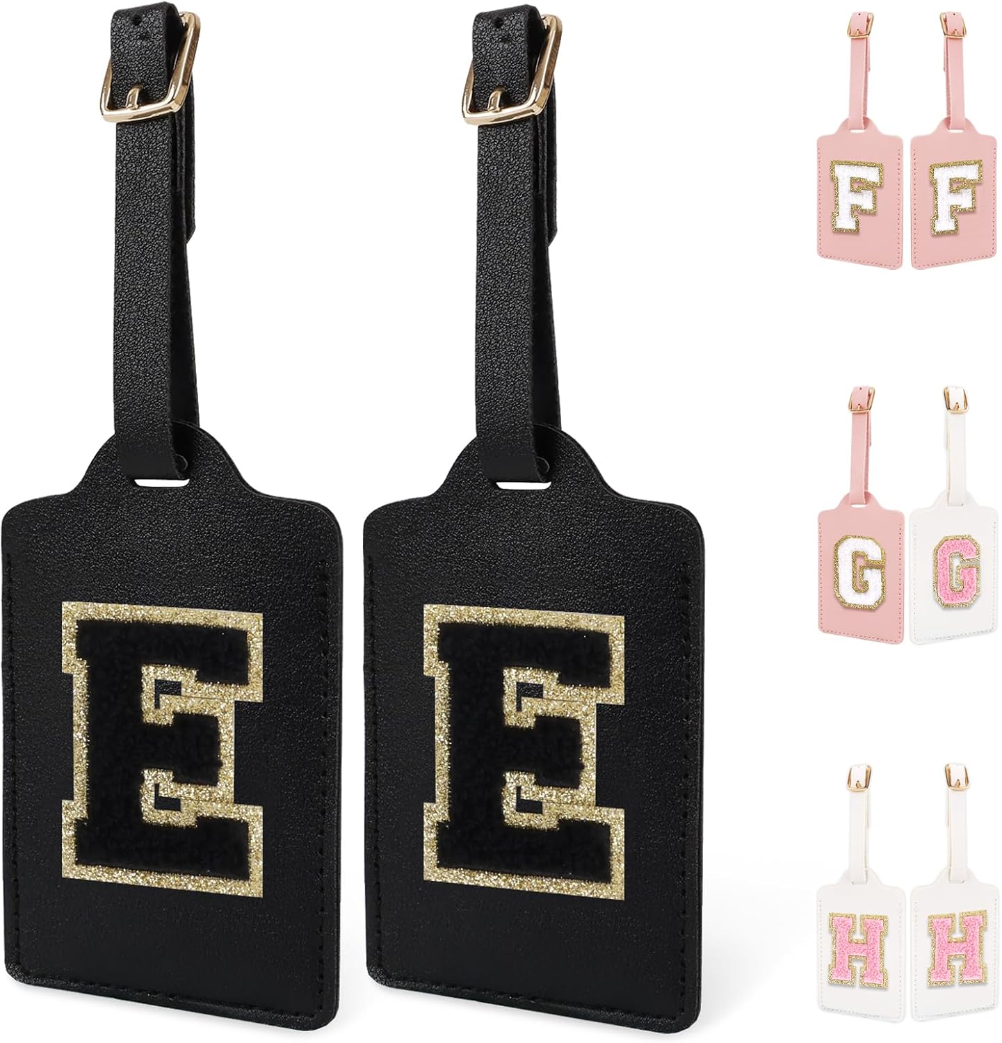 Amazon.com: 2 PACK Personalized Initial A-Z Luggage Tag for Suitcases, PU Leather Luggage Tags ...