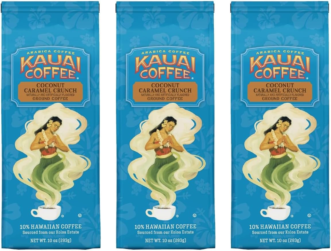 Amazon.com : Kauai Hawaiian Ground Coffee, Coconut Caramel Crunch ...
