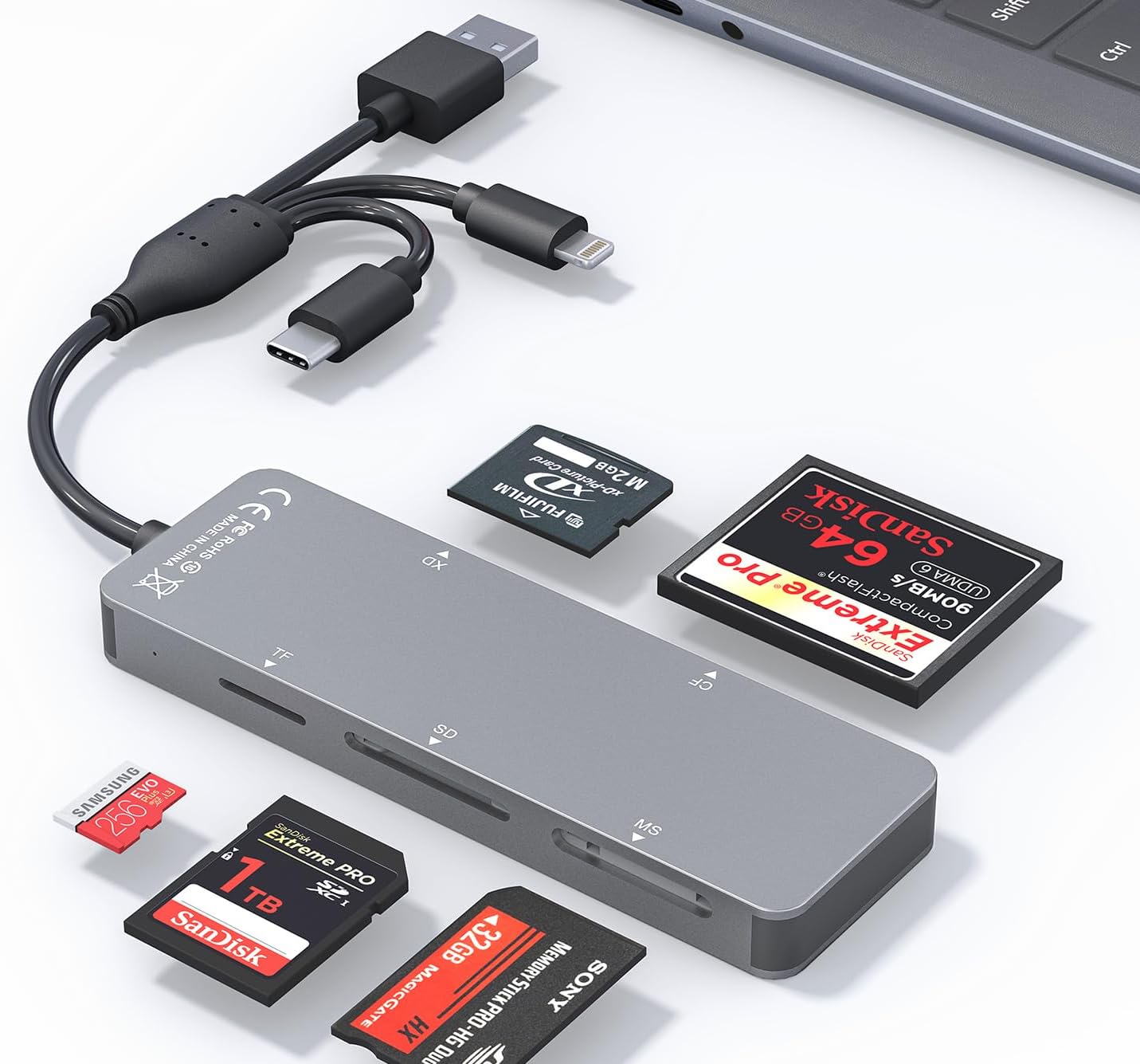 Amazon.com: USB C Multi Card Reader 7-in-1 Aluminum SD/Micro SD/CF/MS ...