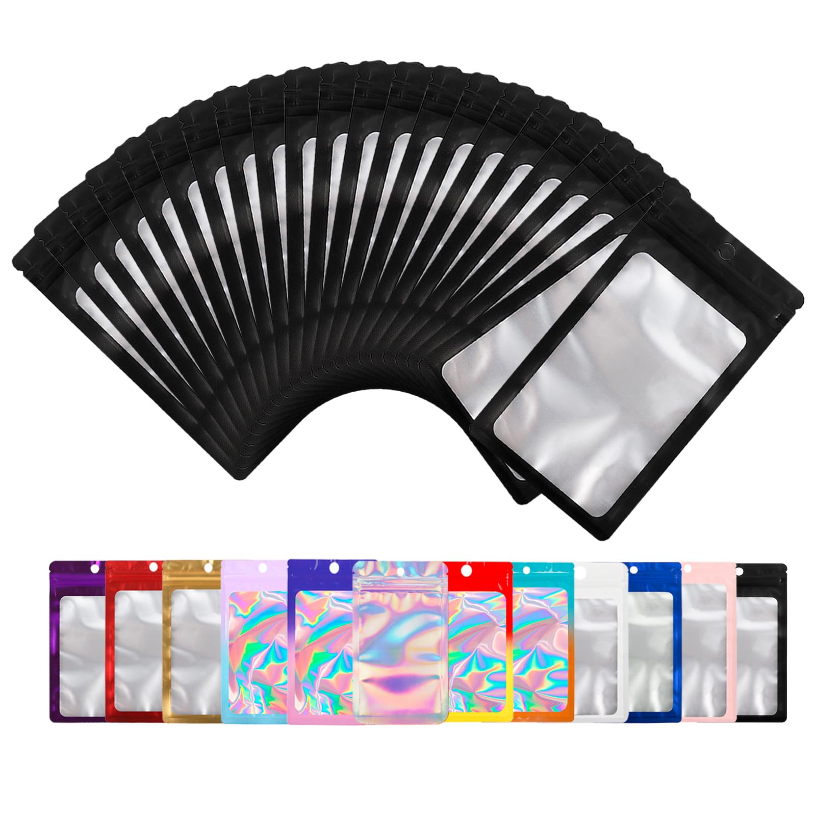 Amazon.com: 100 Pack Mylar Bags with Clear Window,Food Storage Smell ...