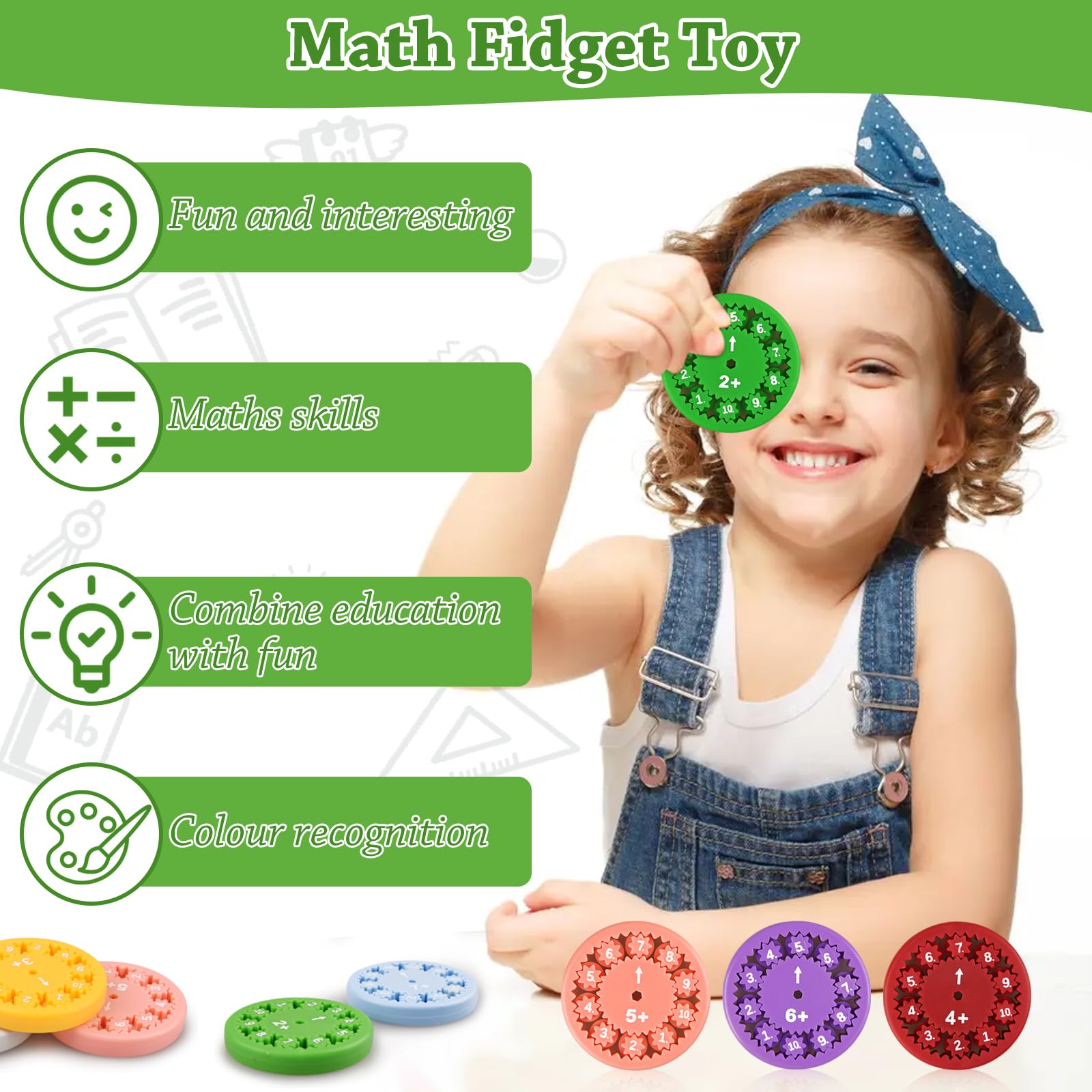 Math Fidget Spinners, 9Pcs Math Fidget Toy, Math Facts Fidget for Kids ...