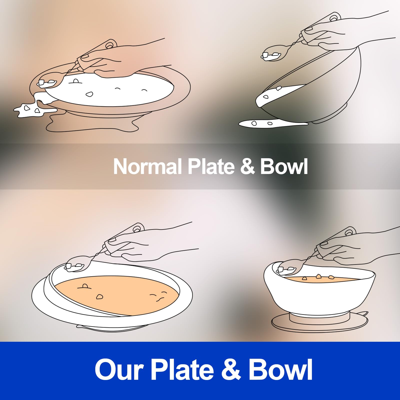 Snapklik.com : Hushee 2 Sets Adaptive Spill Proof Scoop Bowl And Plate Set