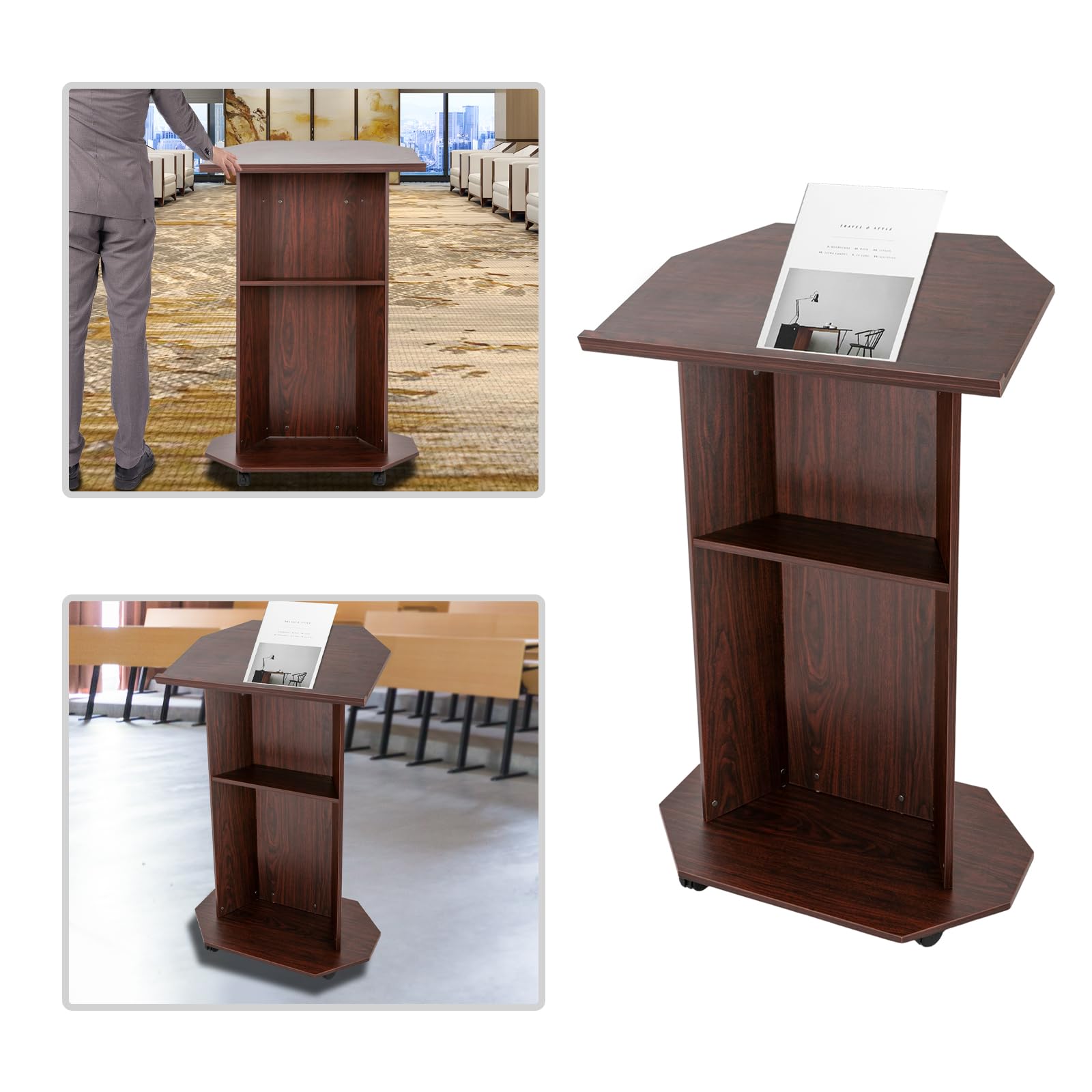 Amazon.com : Podium,Portable Podium Stand Mobile Lectern with Locking ...
