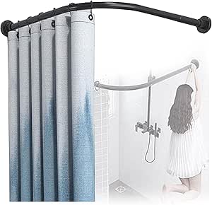 Amazon.com: L-Shaped Shower Curtain Rod Curved Tension Extendable 70 ...
