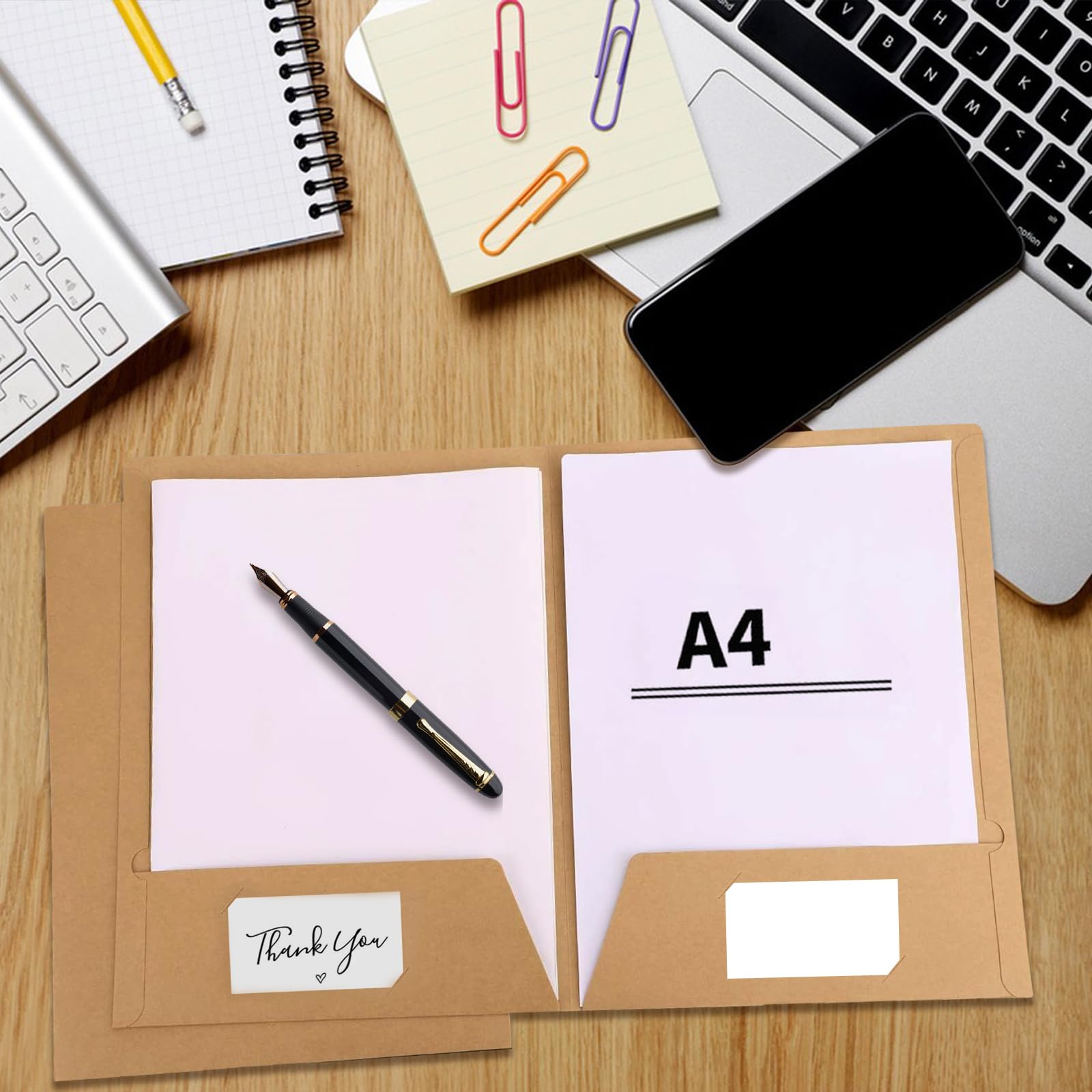 Business Cards Pack Of 12 A4 Cardboard Document Folders With Pocket ...