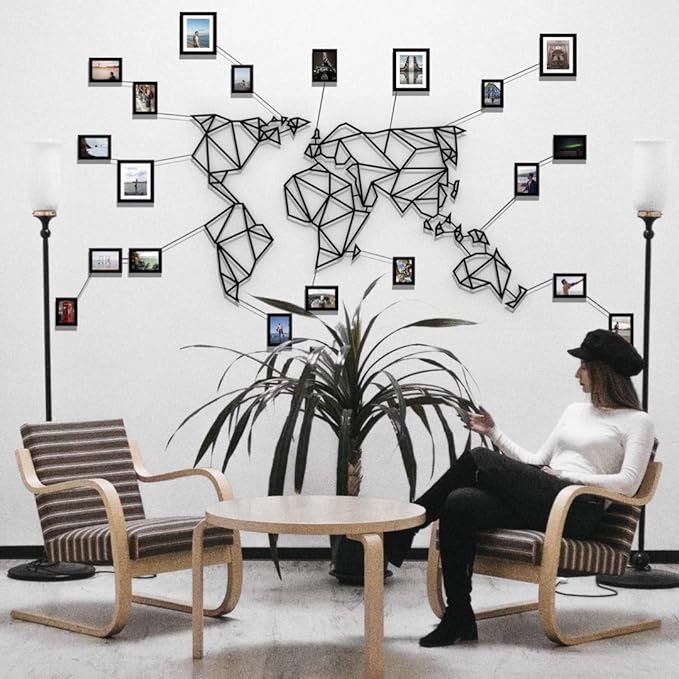 Wander With Sky Aluminum World Map with 20 Frame and Wire (60 X 100 Cm ...