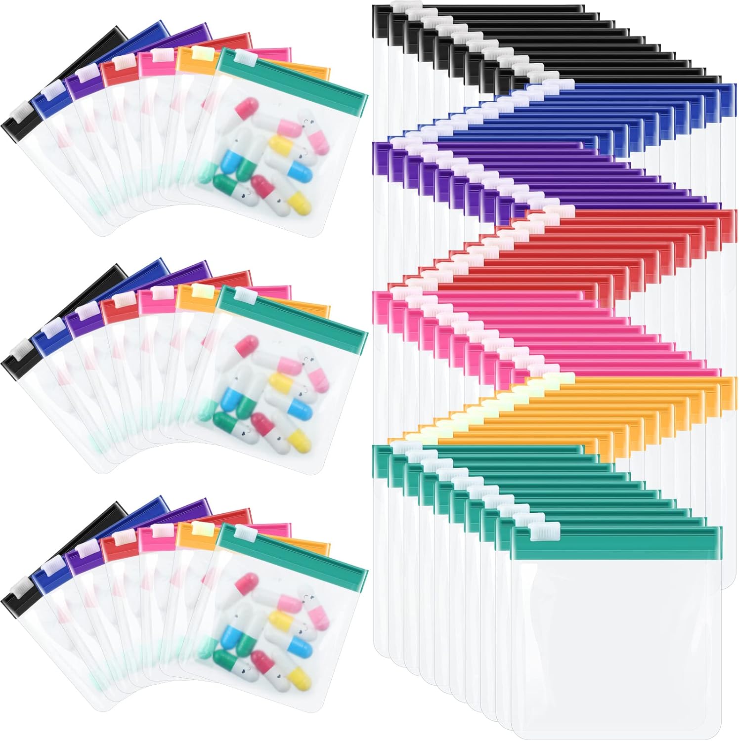 Amazon.com: 70 Pcs Weekly Pill Pouch Bags Zippered Reusable Medicine ...