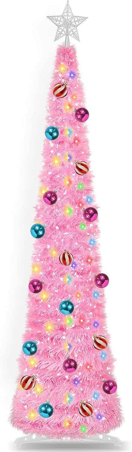 Dual Color Change & Timer 5 FT Pop Up Valentines Day Tree with 60 Warm ...