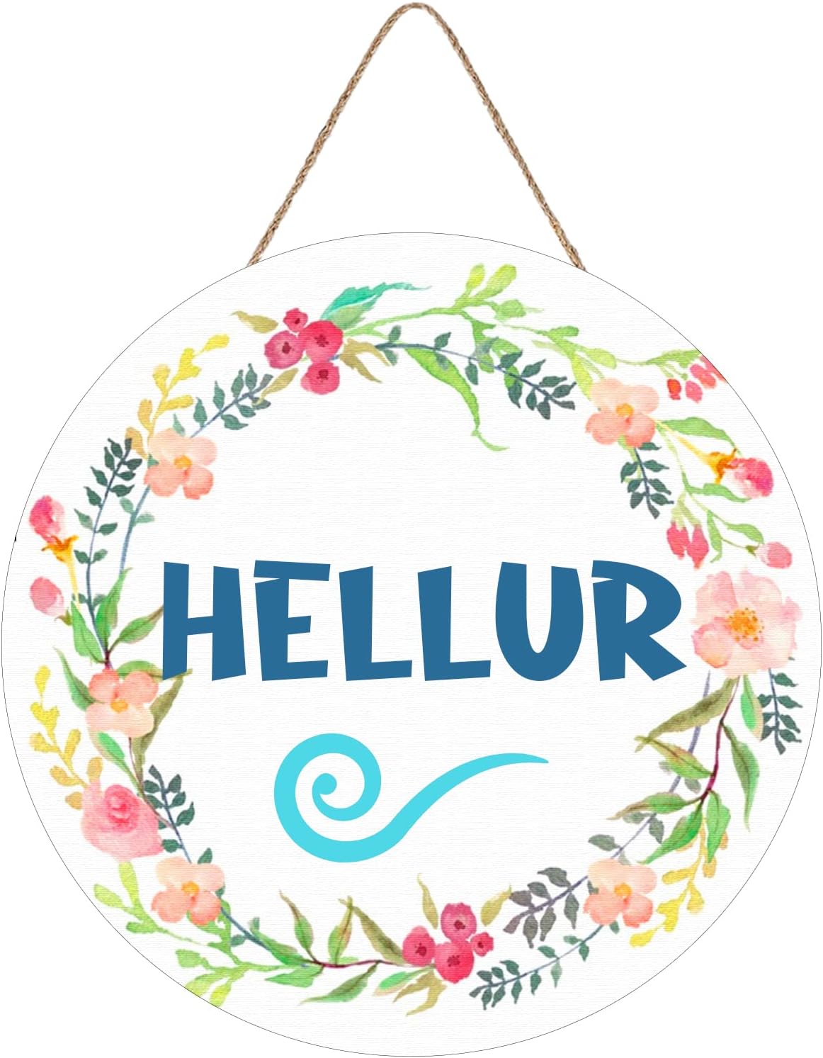 Amazon.com : Wooden Rustic Round Sign Hellur Sign Funny Hanging Decor ...