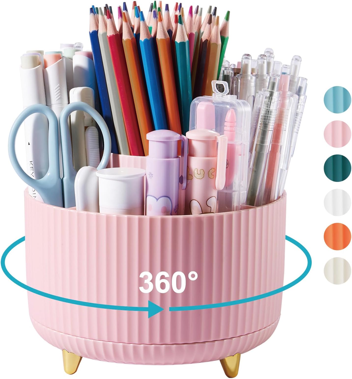 Amazon.com: Pen Pencil Holder for Desk,360 Degree Rotating Cute Pen ...