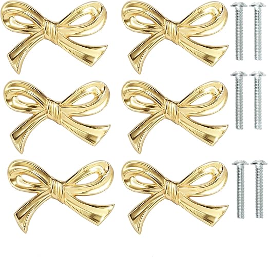 DJAPWPX-Bow Drawer Knobs, Solid Brass Bow Cabinet Knob, Compact Drawer ...