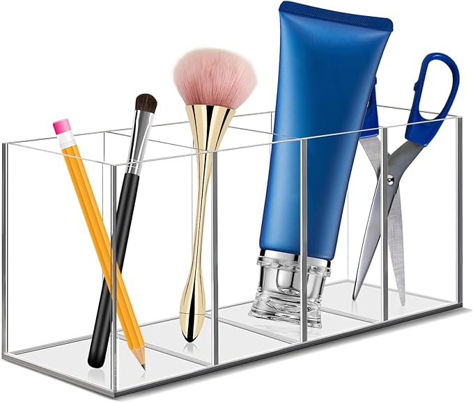 Makeup Organiser Tray, 4 Cells Cosmetic Display Case, Office Stationery ...