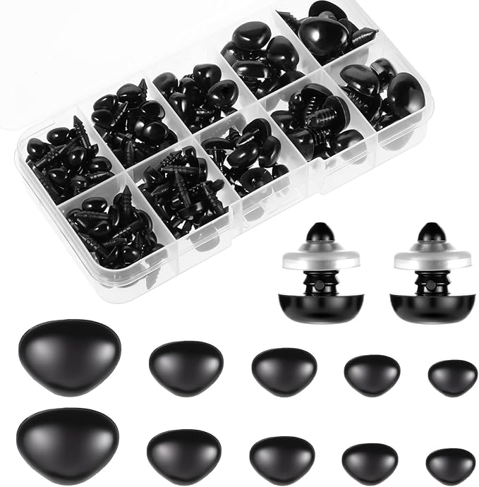 Amazon.com: 280pcs Black Plastic Safety Noses 5 Sizes Triangle Nose ...