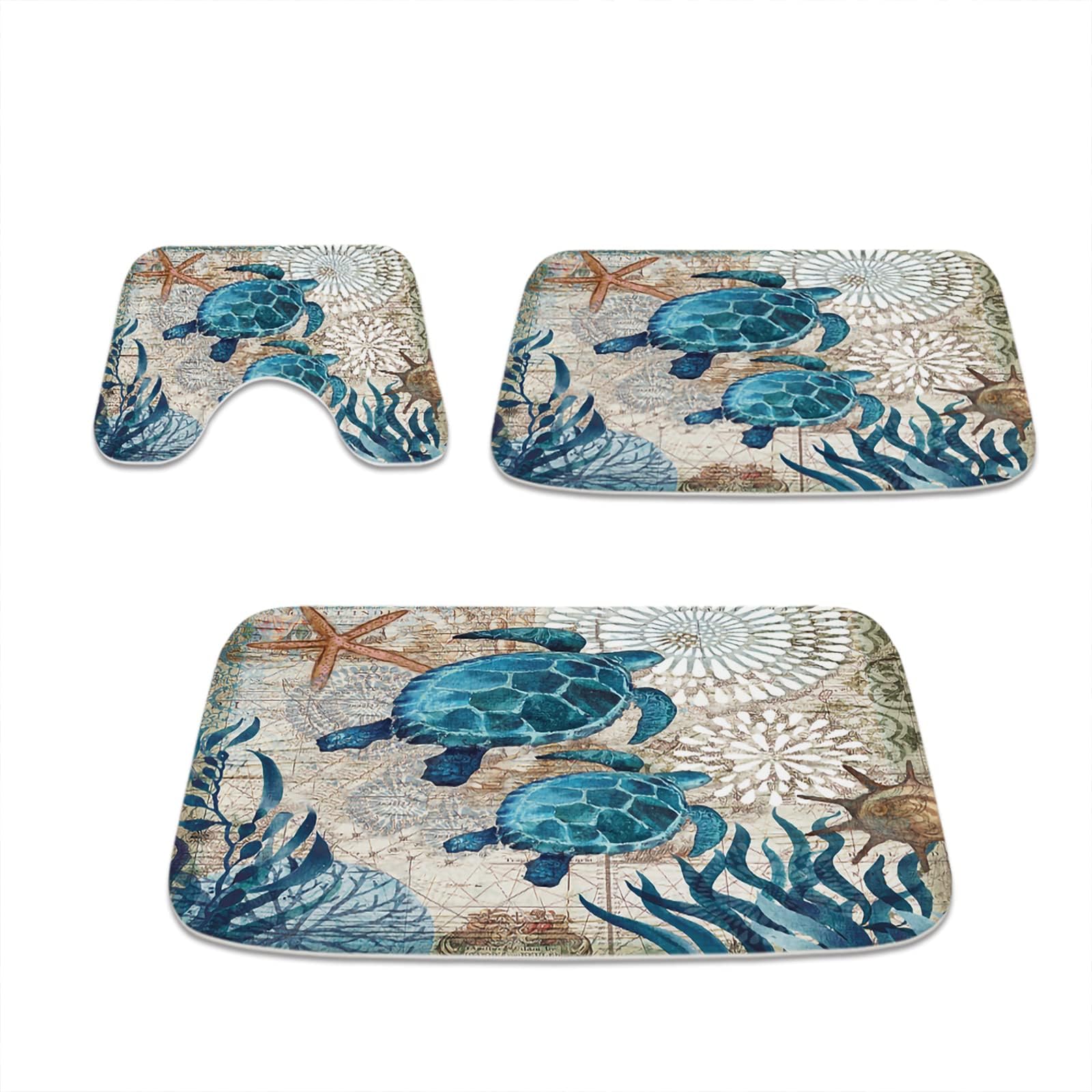 Amazon.com: Final Friday Nautical Sea Turtles Blue Ocean Beach Bathroom ...
