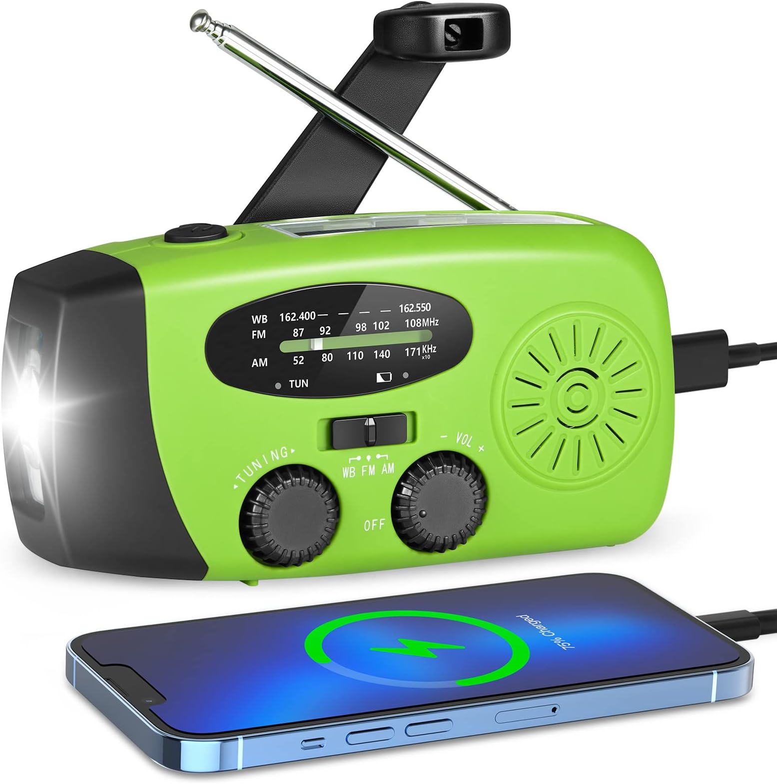 Emergency Weather Radio, Solar Radio, Portable Hand Crank Radio AM/FM ...