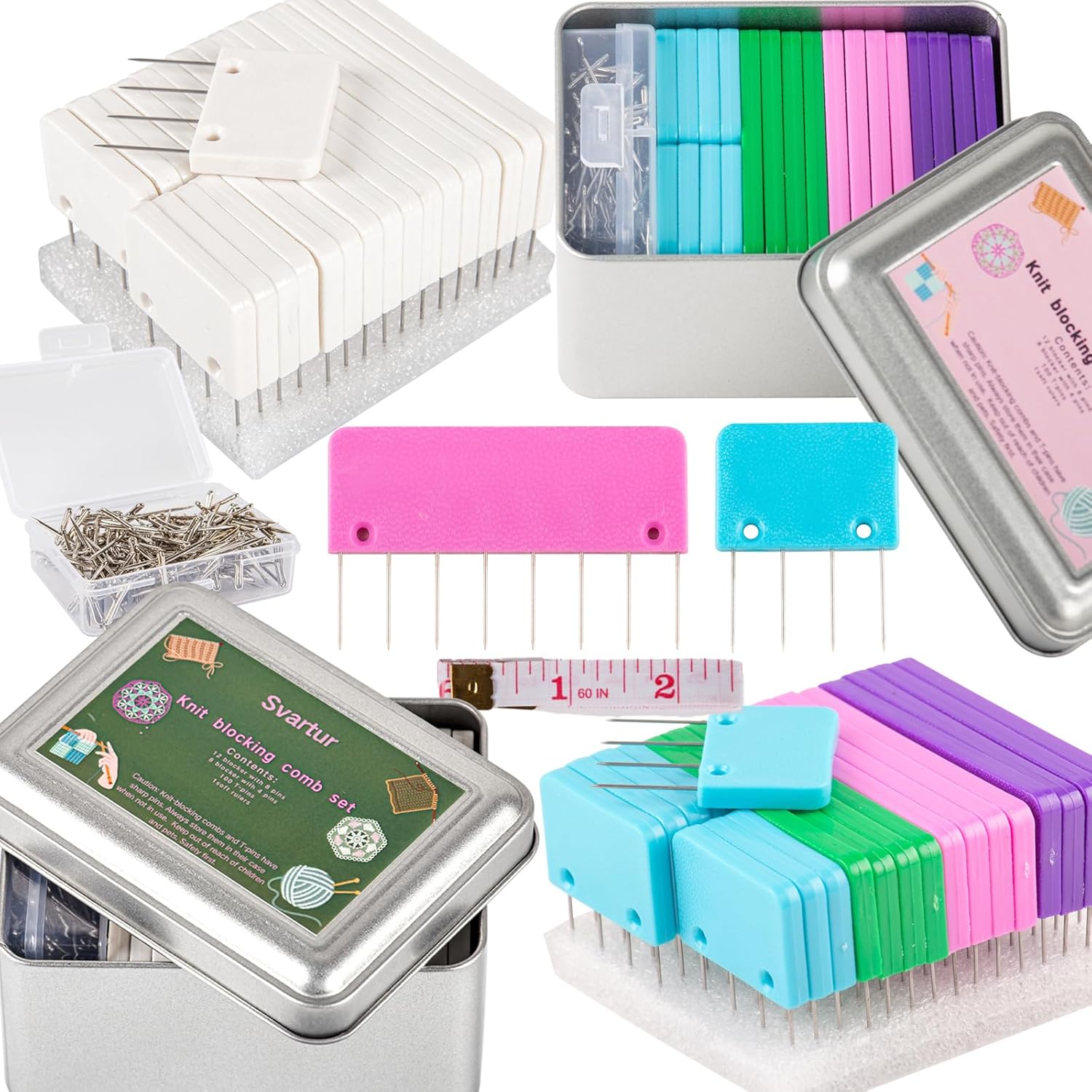 Amazon.com: Svartur Pack of 2 Knit Blocking Pins, Total 40 Crochet ...