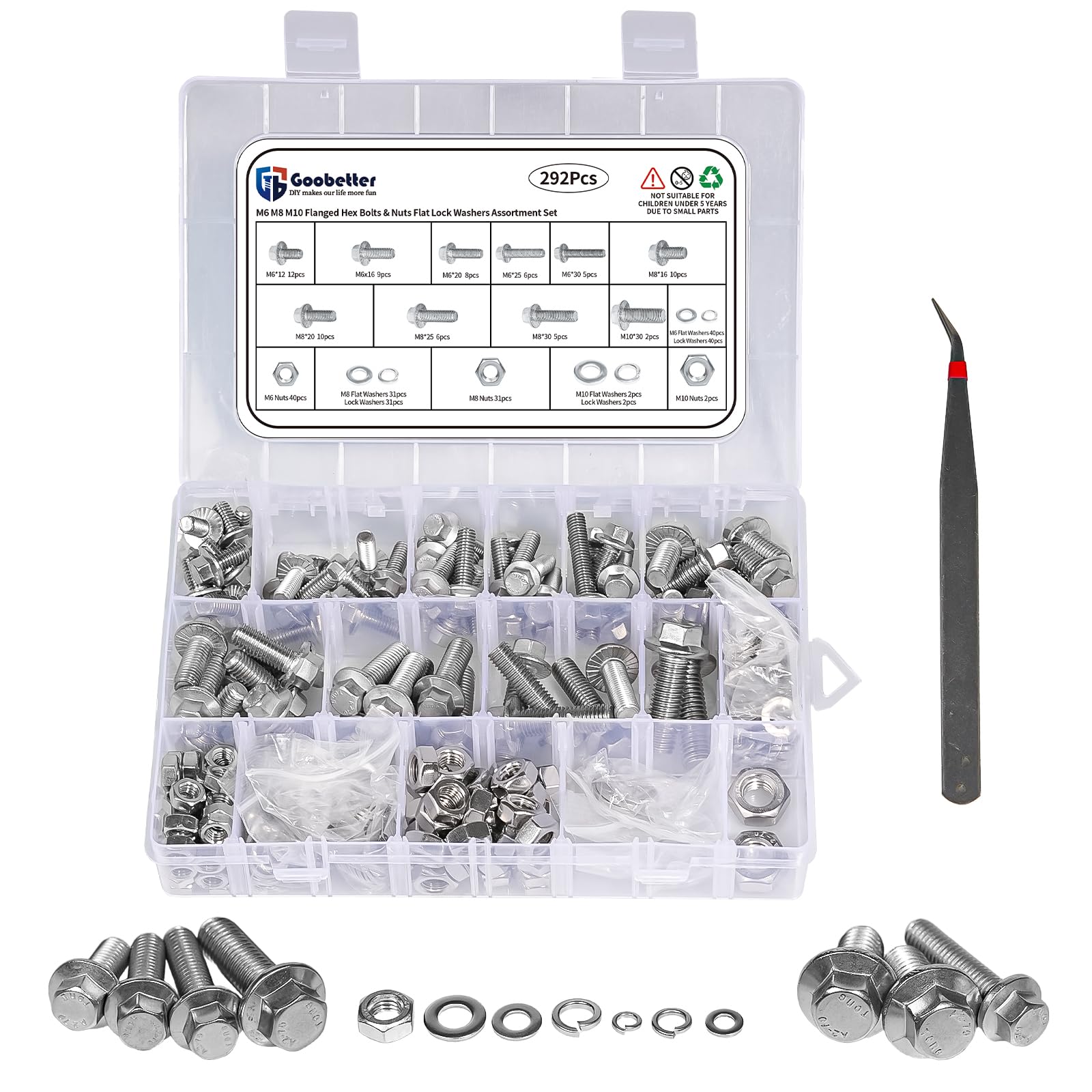 Snapklik.com : GOOBETTER Nuts And Bolts Assortment Kit, Metric 292 Pcs ...