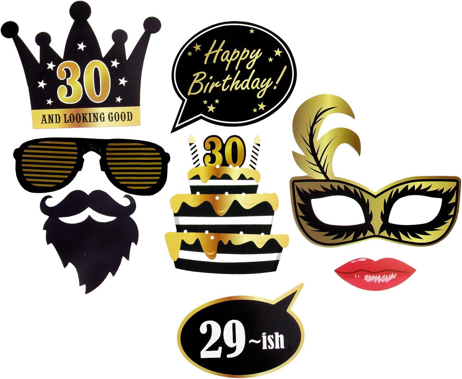 30th Birthday Party Photo Booth Props, Comius 59 Pcs 30th Birthday ...