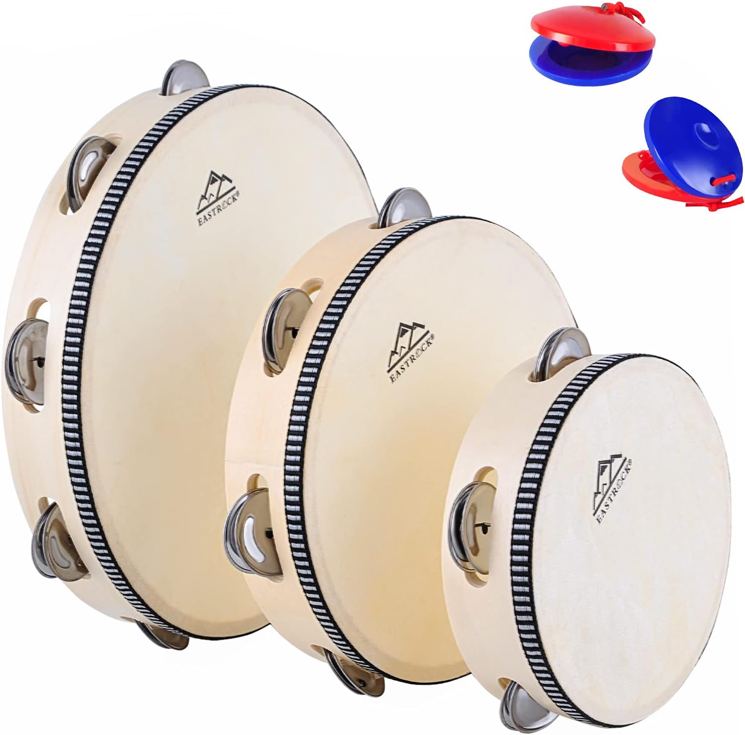Amazon.com: 3 PCS Tambourine for Adults, Wooden Tambourine 6 Inch 7 ...