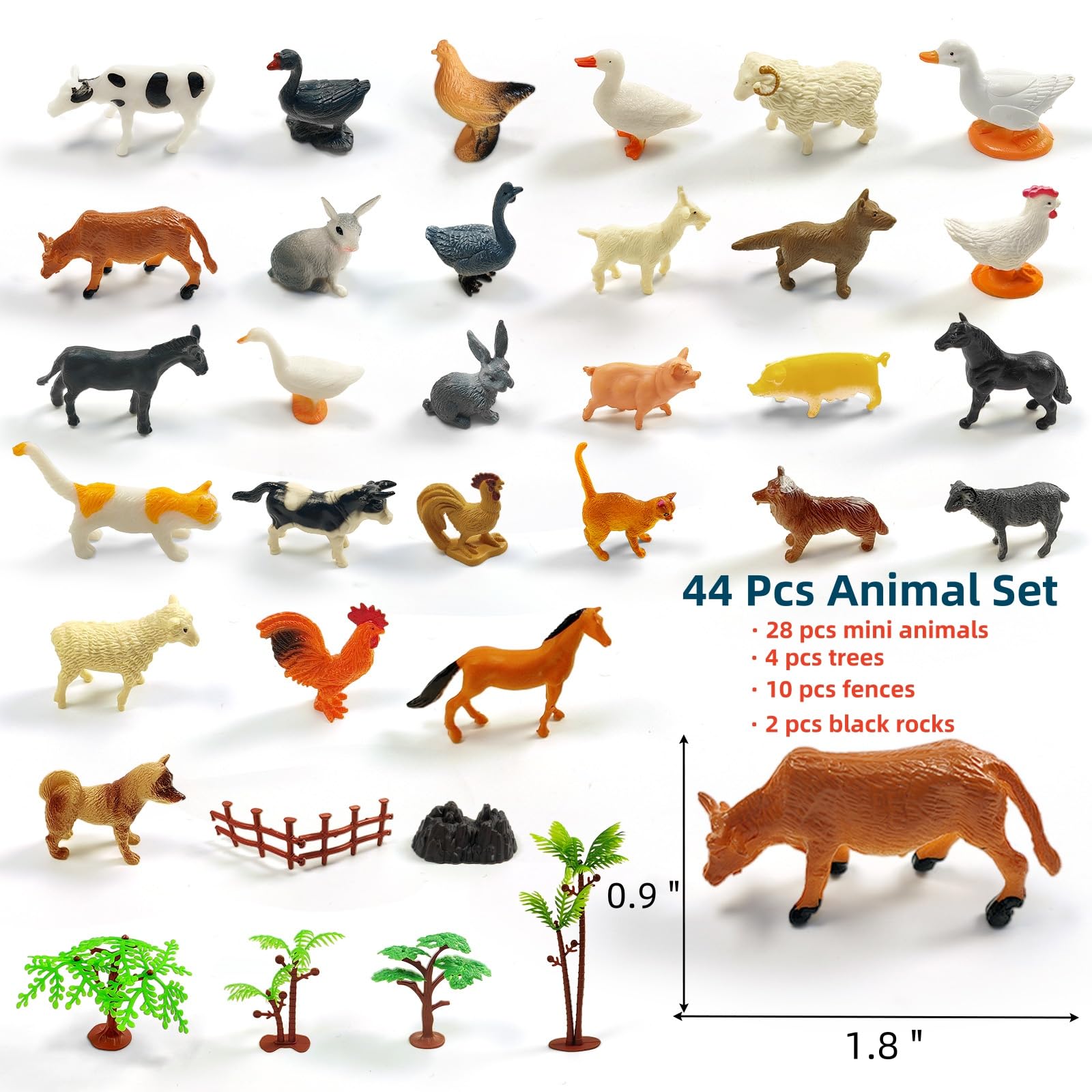 Snapklik.com : Realistic Farm Animal Figurines 44 Pcs, Plastic Farm ...