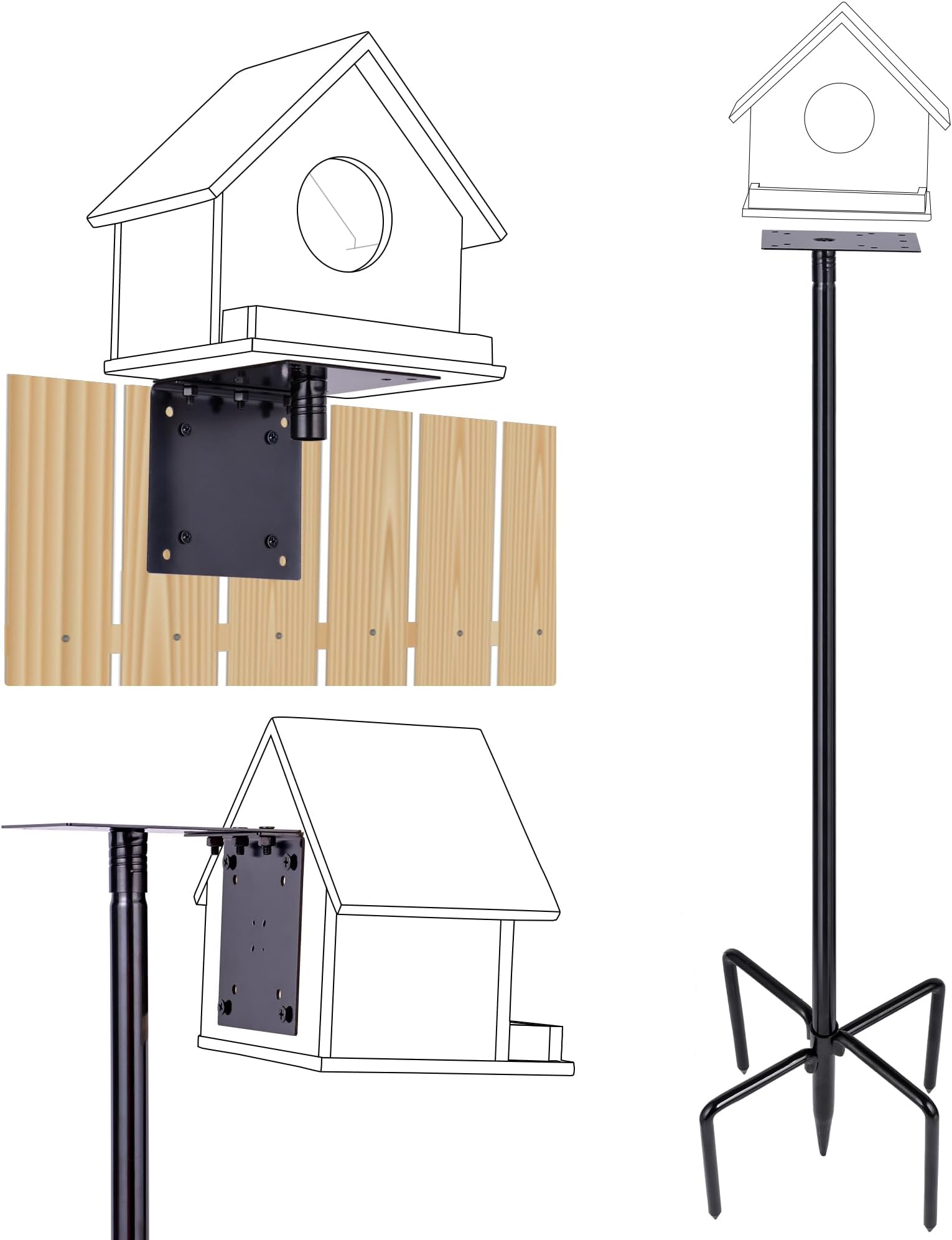 Amazon.com : Starbover Bird House Pole 113 Inch Firmly Adjustable Bird ...