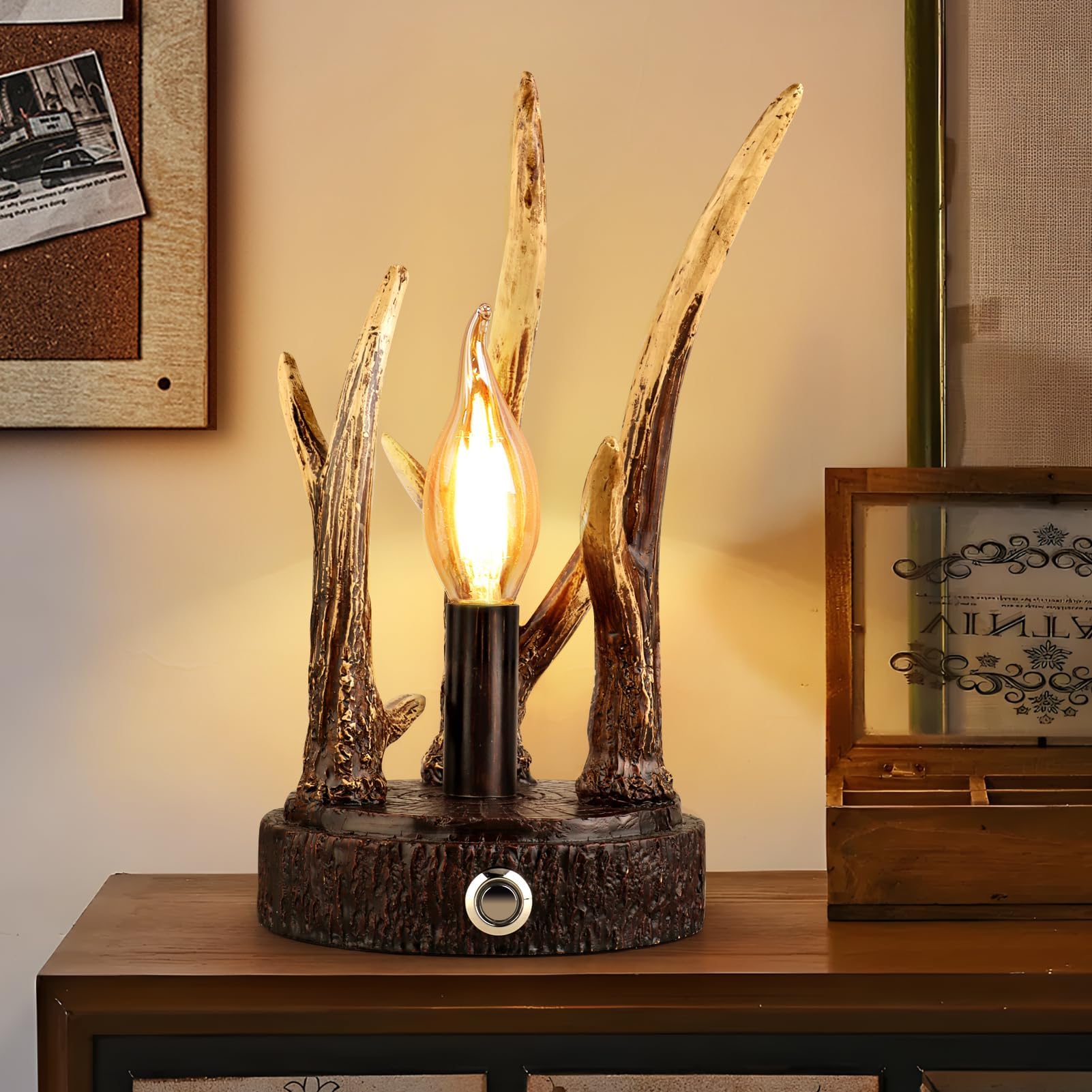 Rustic Metal Deer Lamp in Dark Brown – Forest-Themed NightLight for ...