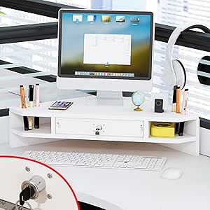 Triangle Monitor Stand Riser with Drawer - Corner Monitor Stand 2 Tier ...