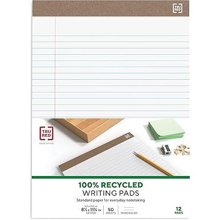 Amazon.com : Tru Red Notepads 8.5" X 11.75" Wide Ruled White 50 Sheets ...