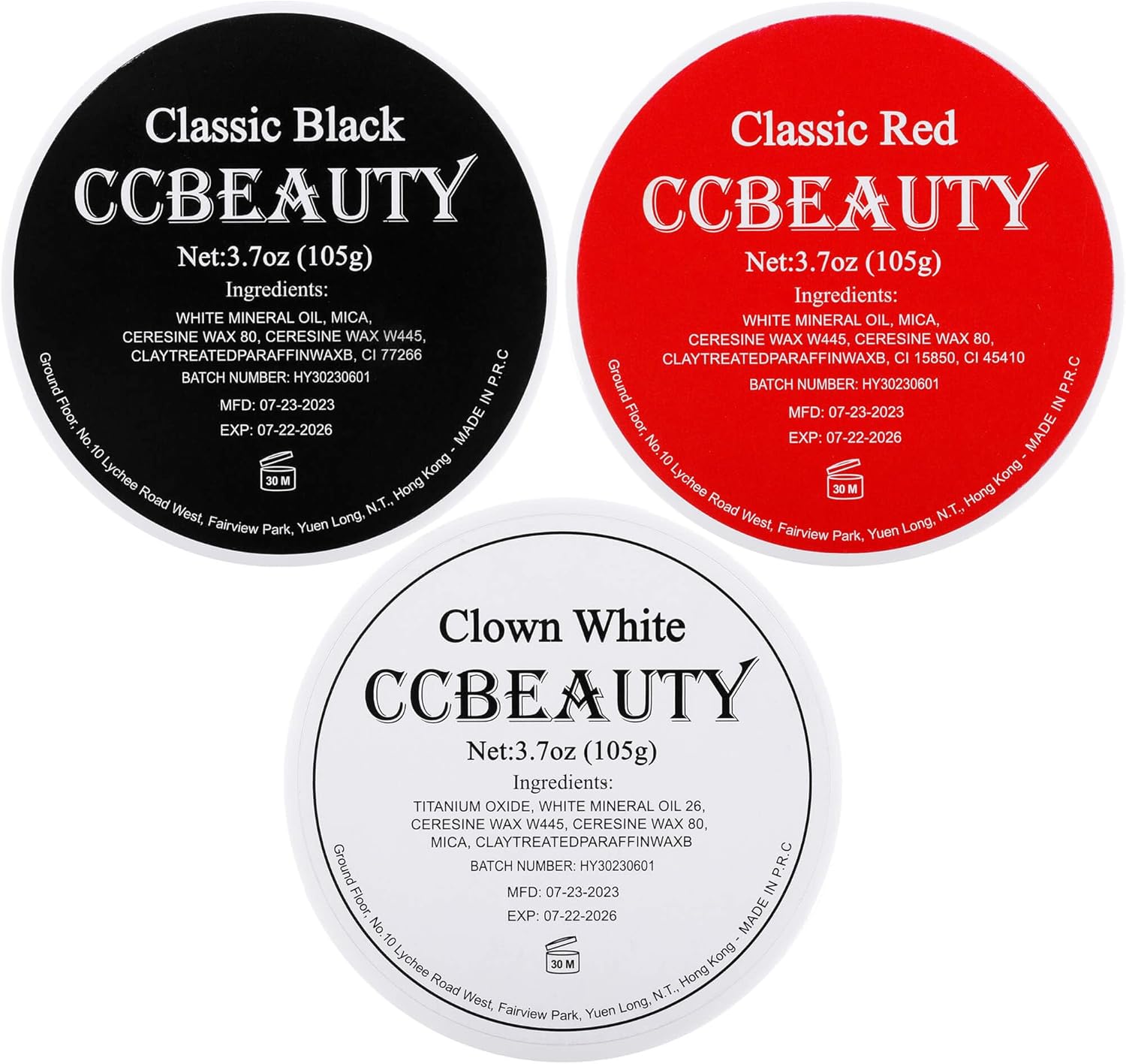 CCbeauty Clown Makeup Kit, Red White Black Face Paint(315g ...