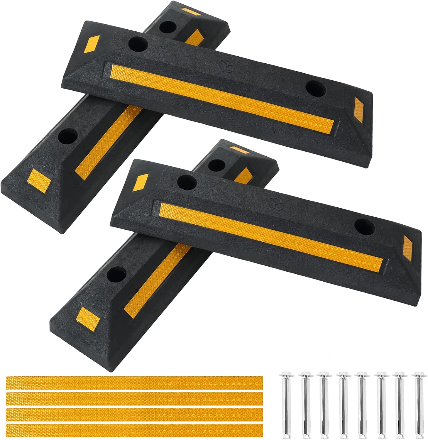 DASBET 4 Pack Heavy Duty Rubber Parking Block Parking Curb | Wheel Stop ...