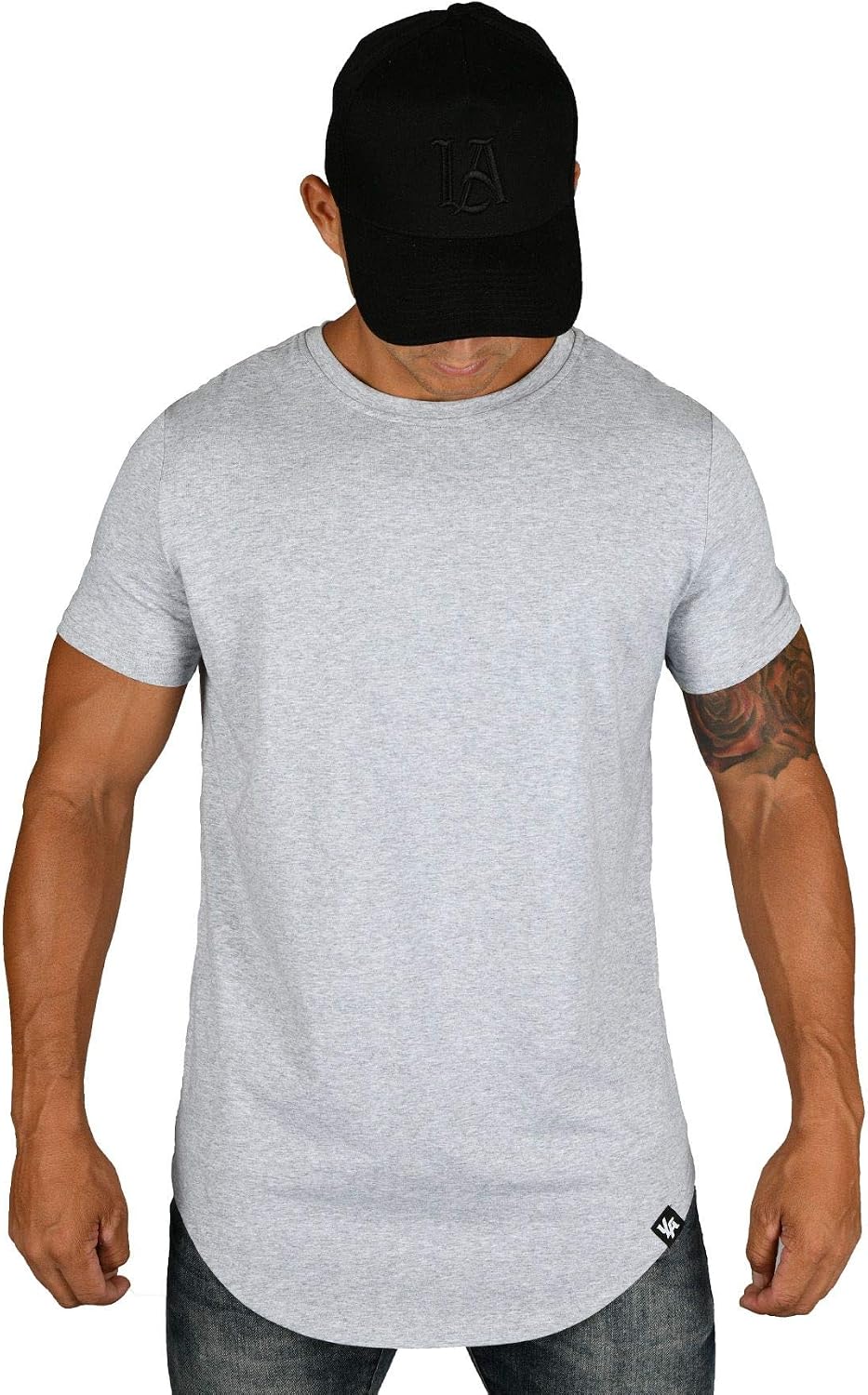 YoungLA Mens Designer Fitted T-Shirts Long Drop Cut Tee Workout Gym 402