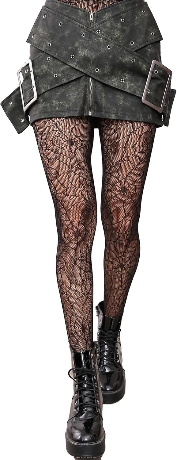 Psixnc Spiderweb Tights, Sexy High Waist Fishnet Stockings for Women ...