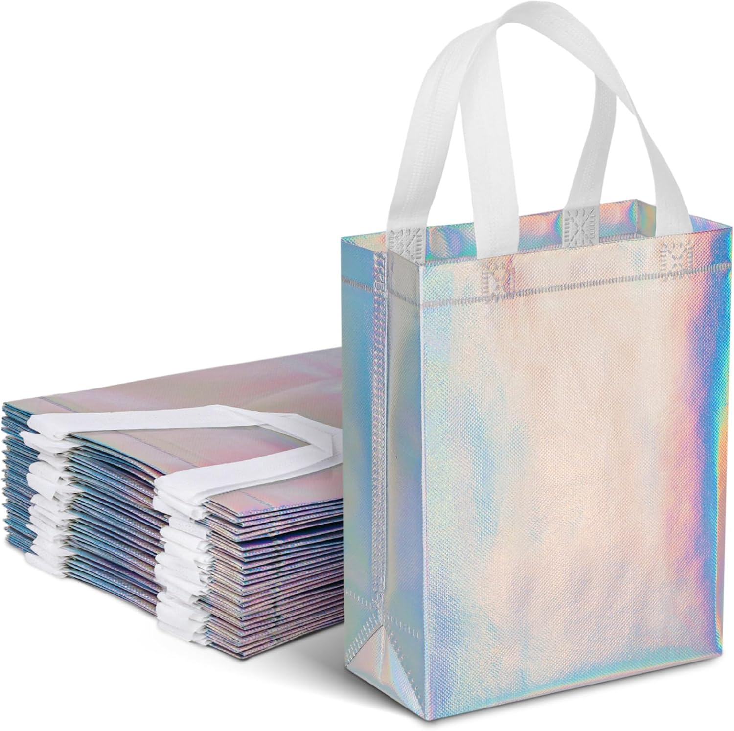 Amazon.com: STARRKY 15PCS Gift Bags With Handles - Iridescent, Glossy ...