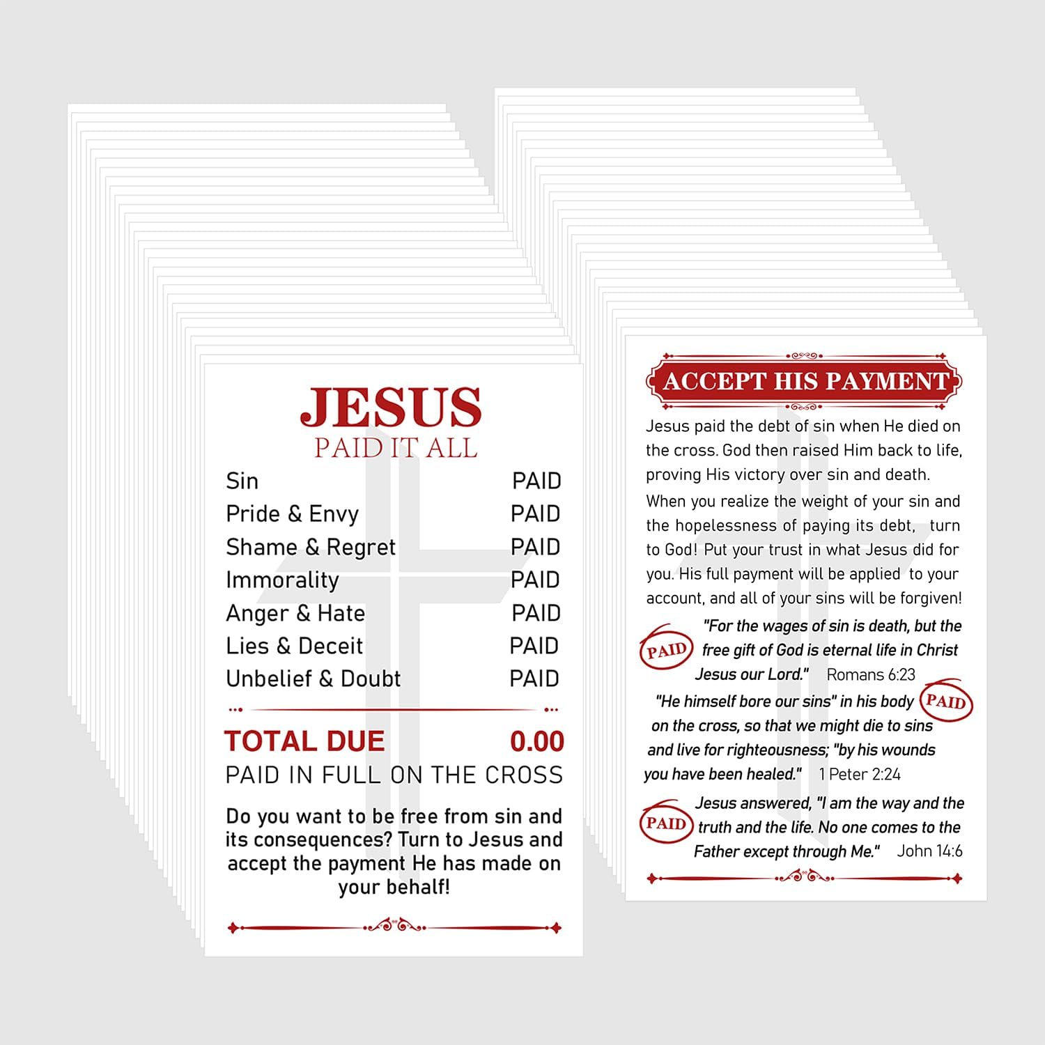 Amazon.com: Gospel Tracts Mini Card Jesus Paid It All - 200 Pcs Bible ...