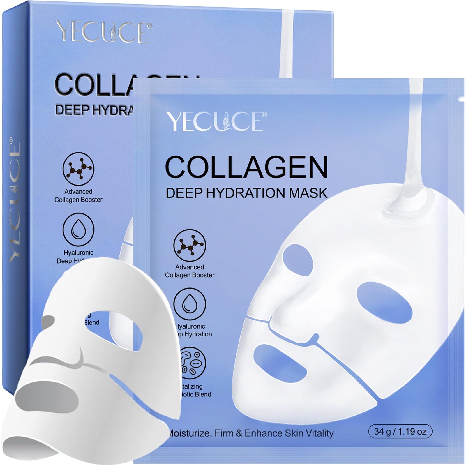 Collagen Face Mask, Collagen Night Wrapping Mask, Hydrating Overnight ...