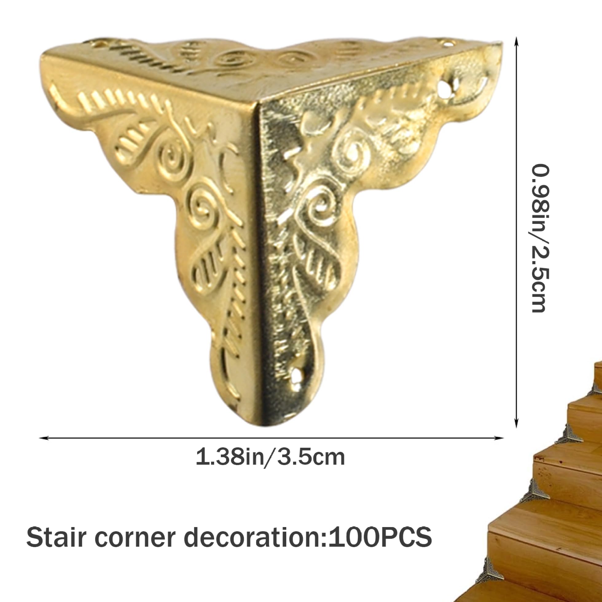 Stair Dust Corners POTAI For Wooden Steps, 100PCS Antique Stair Decorations