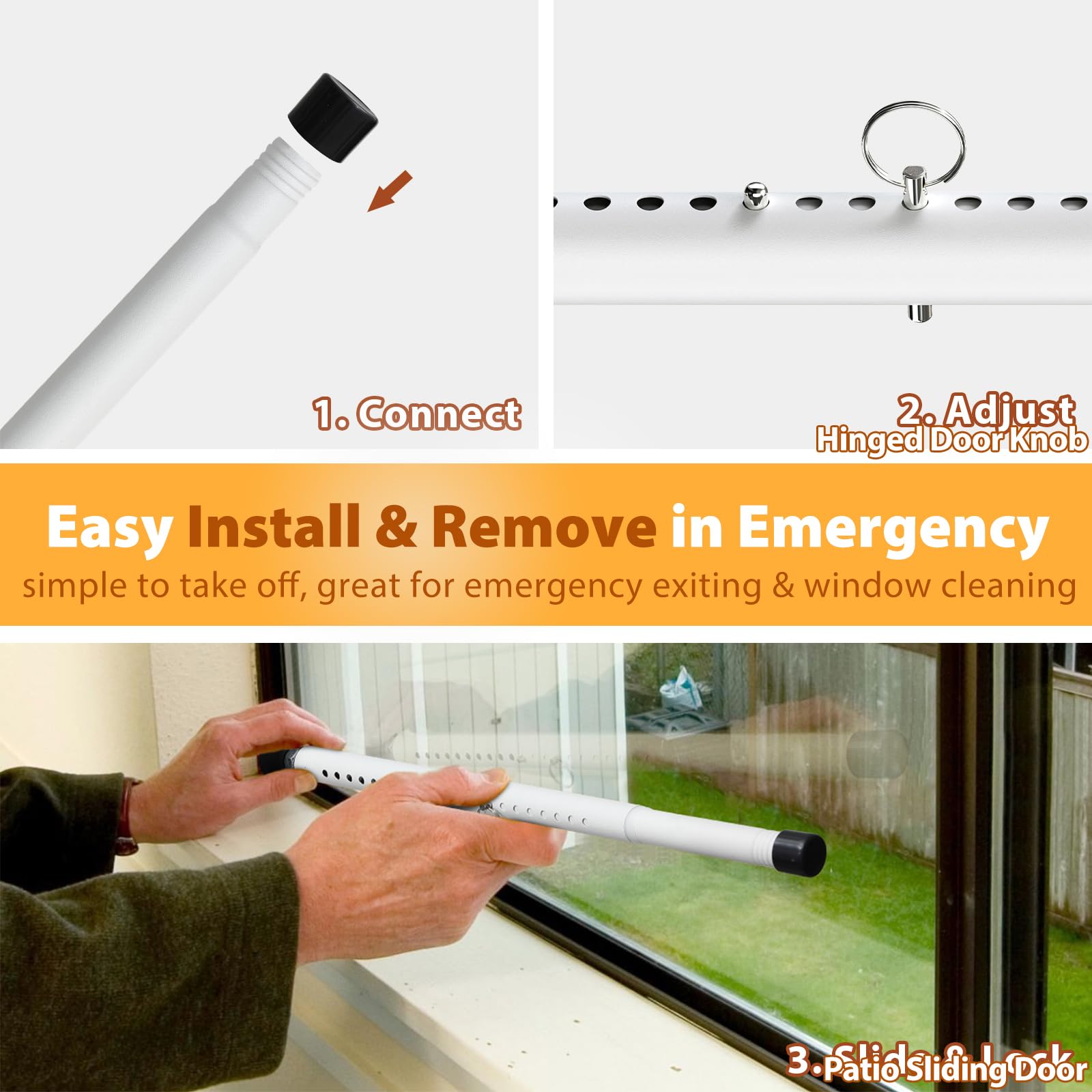 Snapklik.com : Sliding Door Security Bar 18"-51", Adjustable Sliding ...